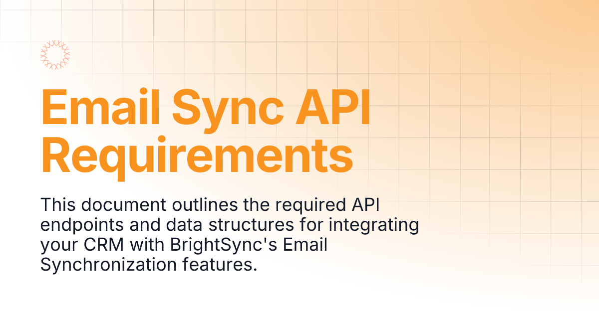 Email Sync API Requirements | BrightSync | Aurinko