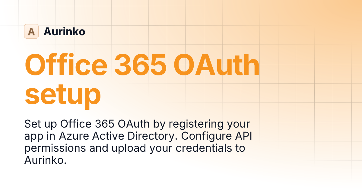 Office 365 OAuth setup | Aurinko