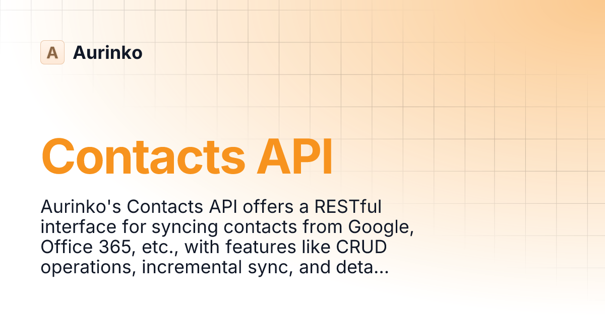 Contacts API | Aurinko